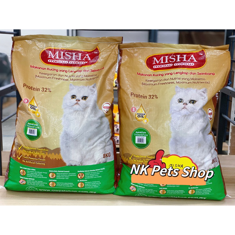 MISHA makanan kucing ayam & tuna 8kg / Ikan laut 8kg | Shopee Malaysia