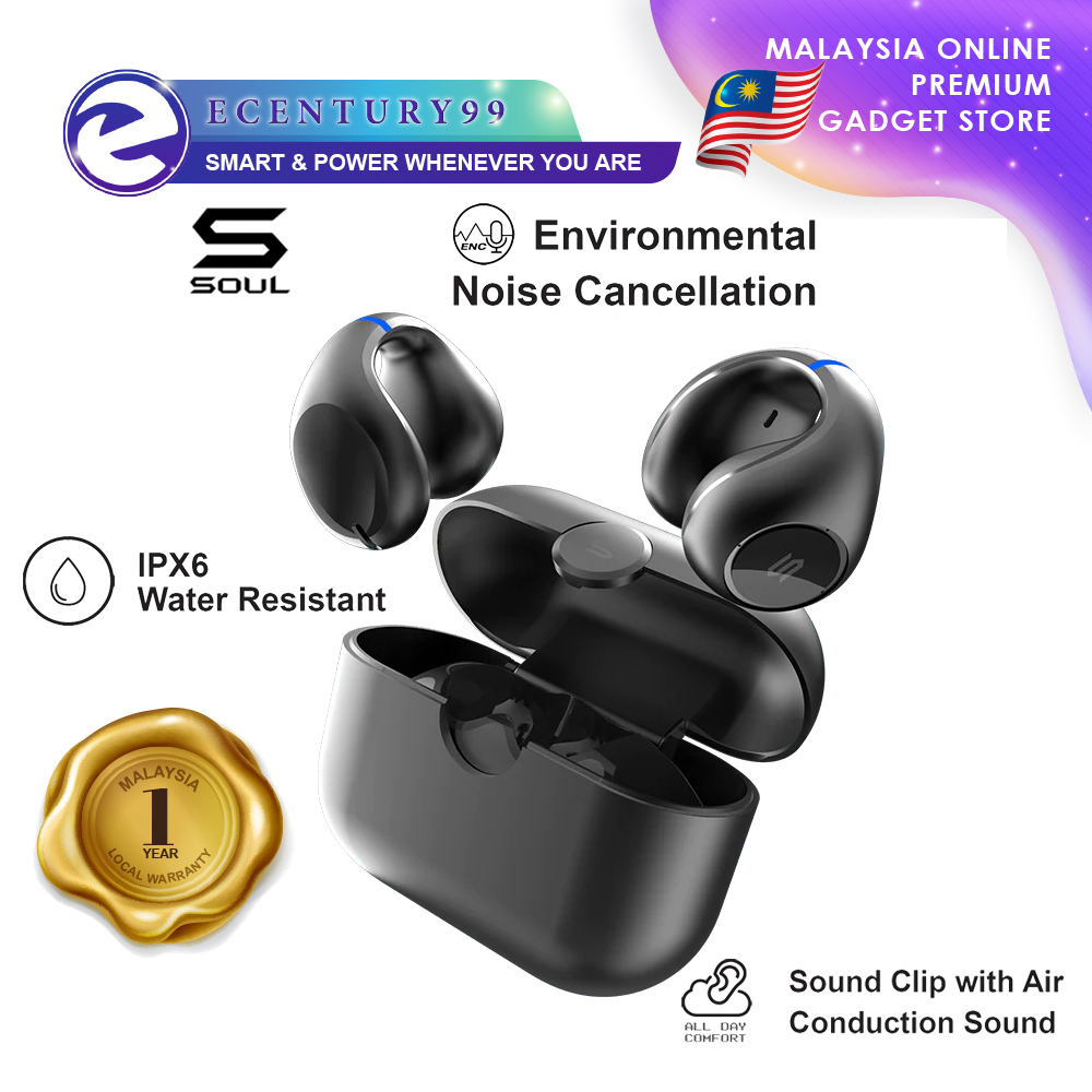 Soul OPENEAR S-CLIP Wireless Air Conduction ENC Noise Cancellation Clip ...
