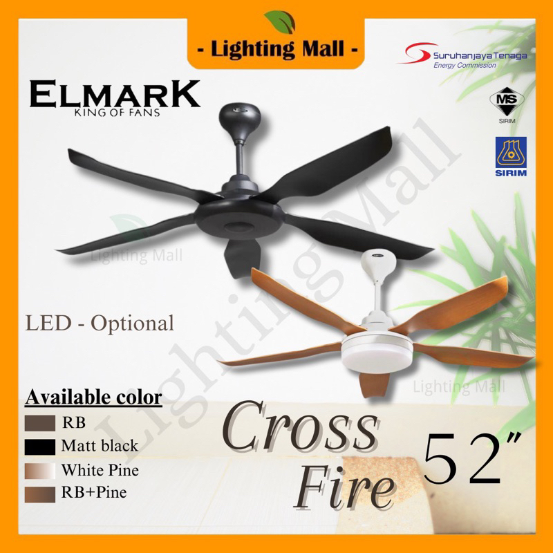 1 UNIT Elmark Cross Fire ABS Blade 52 inch AC Motor Ceiling Fan with ...