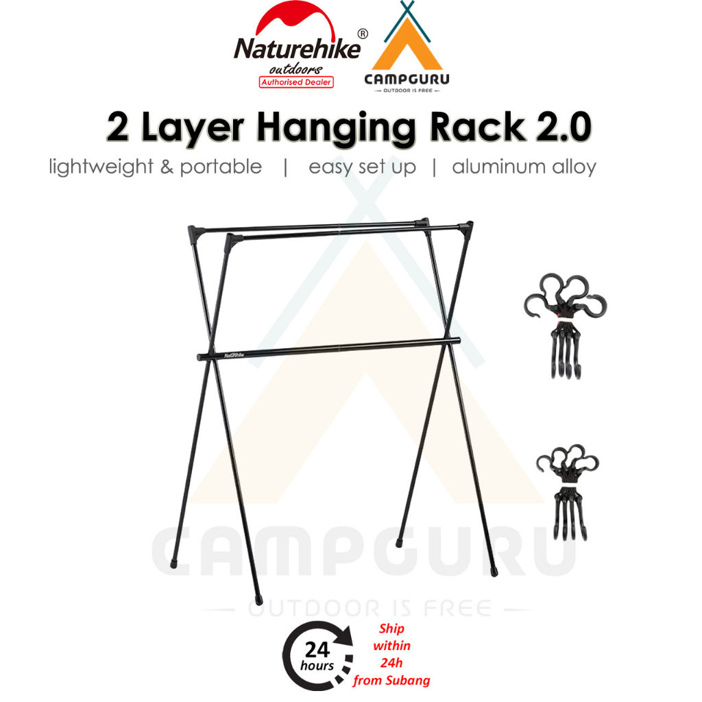 Naturehike Aluminum Alloy 2 Tier Hanging Rack 2.0 Outdoor Camping Light ...