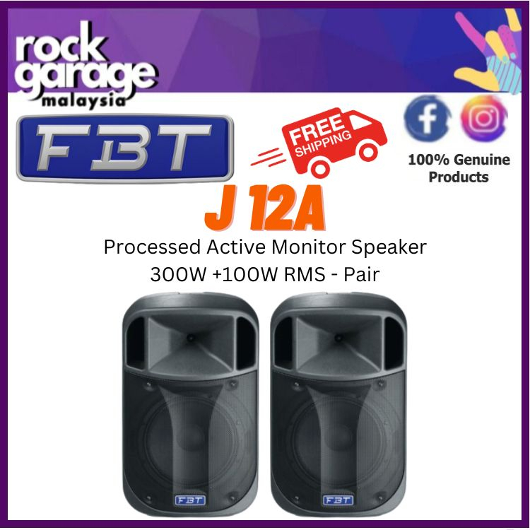 FBT J 12A Processed Active Monitor Speaker 300W +100W RMS - Each/Pair ...
