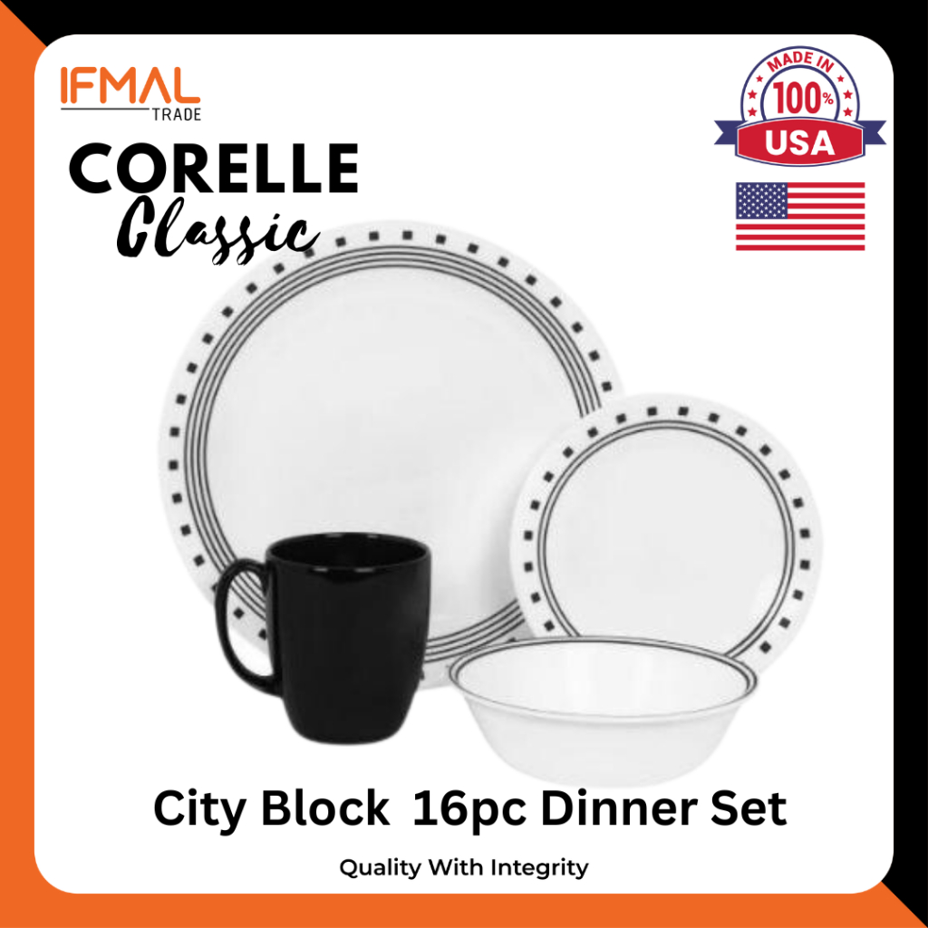 (Ready Stock!!) Corelle City Block 16pc Dinnerware Set | Classic Dinner ...