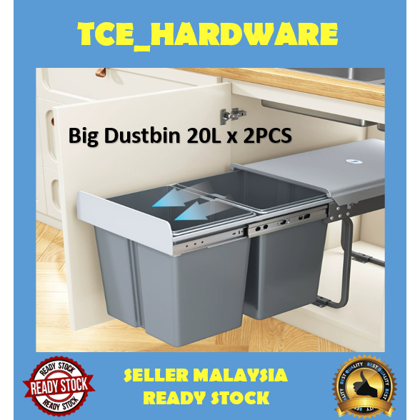 Bottom Mounted Bin With Soft Closing Slide (40Liter) Insert Kitchen ...