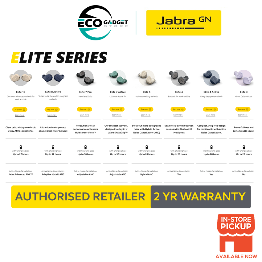 Jabra Elite 2, Elite 3, Elite 4, Elite 4 Active, Elite 5, Elite 7 ...