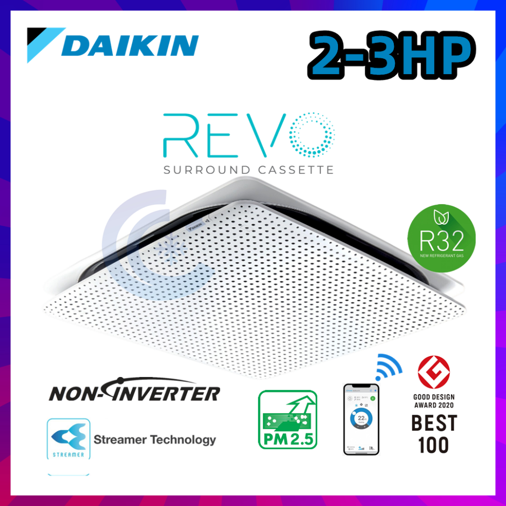 DAIKIN REVO Premium Surround Cassette Non Inverter R32 2HP 2.5HP 3HP ...