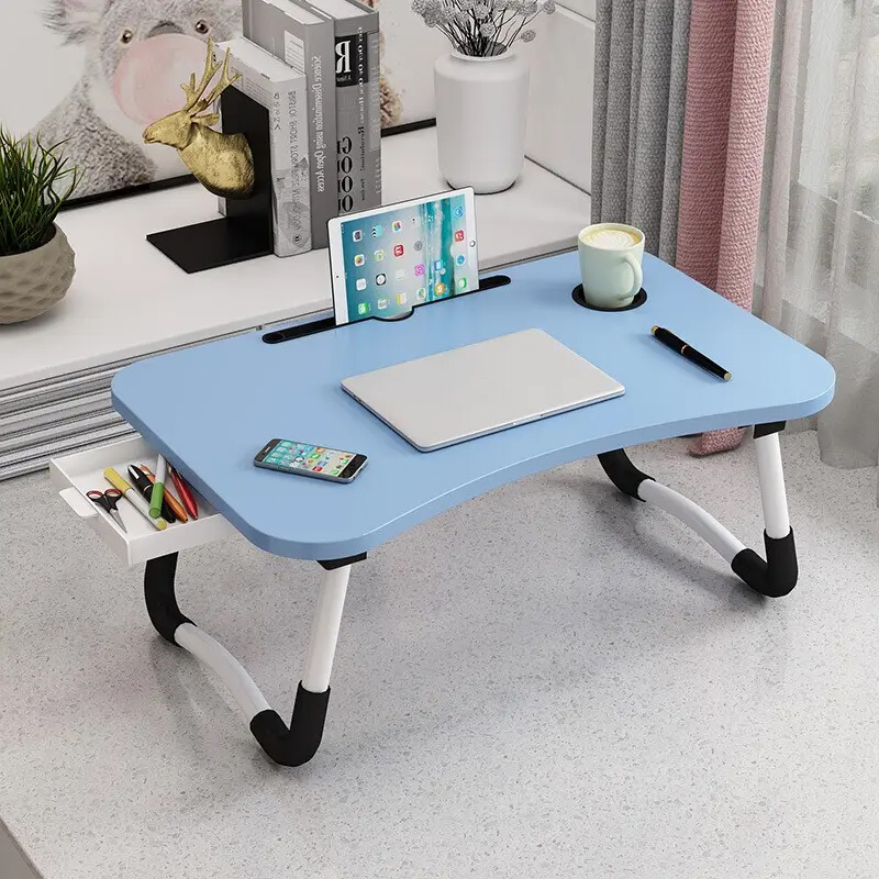 Skyblue Meja Lipat Foldable Study Table With Multipurpose Drawer Mini Bed Portable Table For Desk Laptop Computer Kids S Shopee Malaysia
