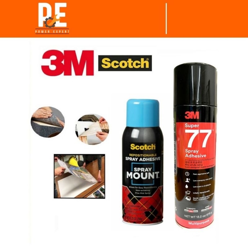 3M SCOTCH SPRAY MOUNT REPOSITIONABLE ADHESIVE/ SUPER 77 MULTIPURPOSE ...