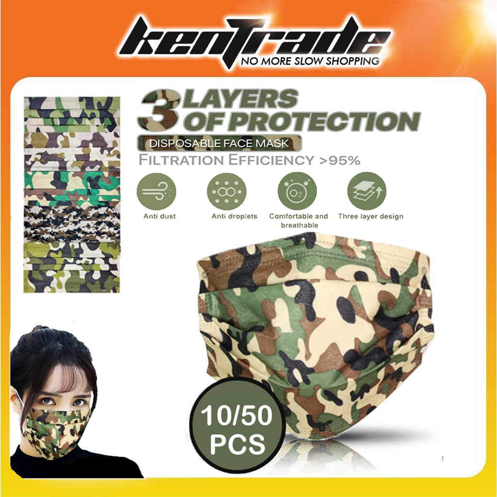 3Ply Army Disposal Face Mask 10pcs/50pcs Mask Askar 10Pcs/50pcs ...