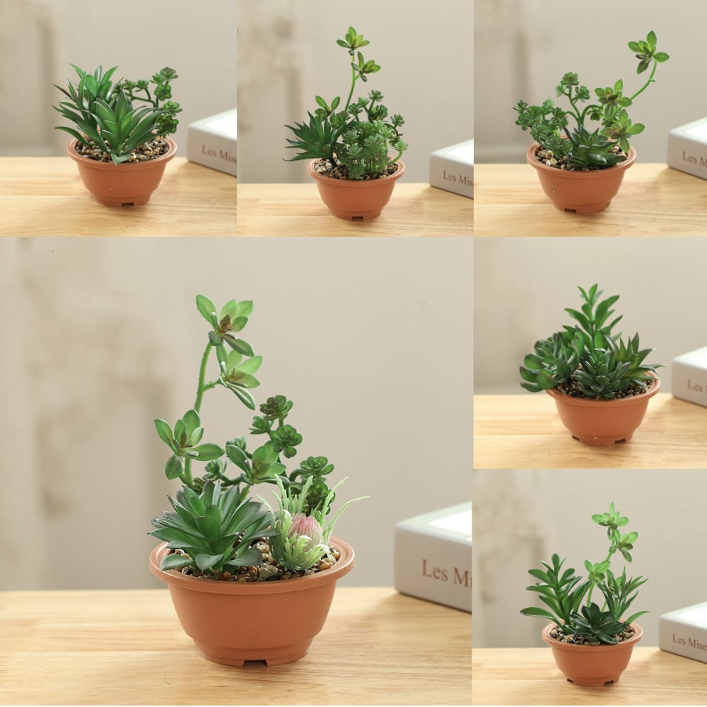 Artificial Succulent Flower Fake Plant Bonsai Pot Potted Ornaments ...