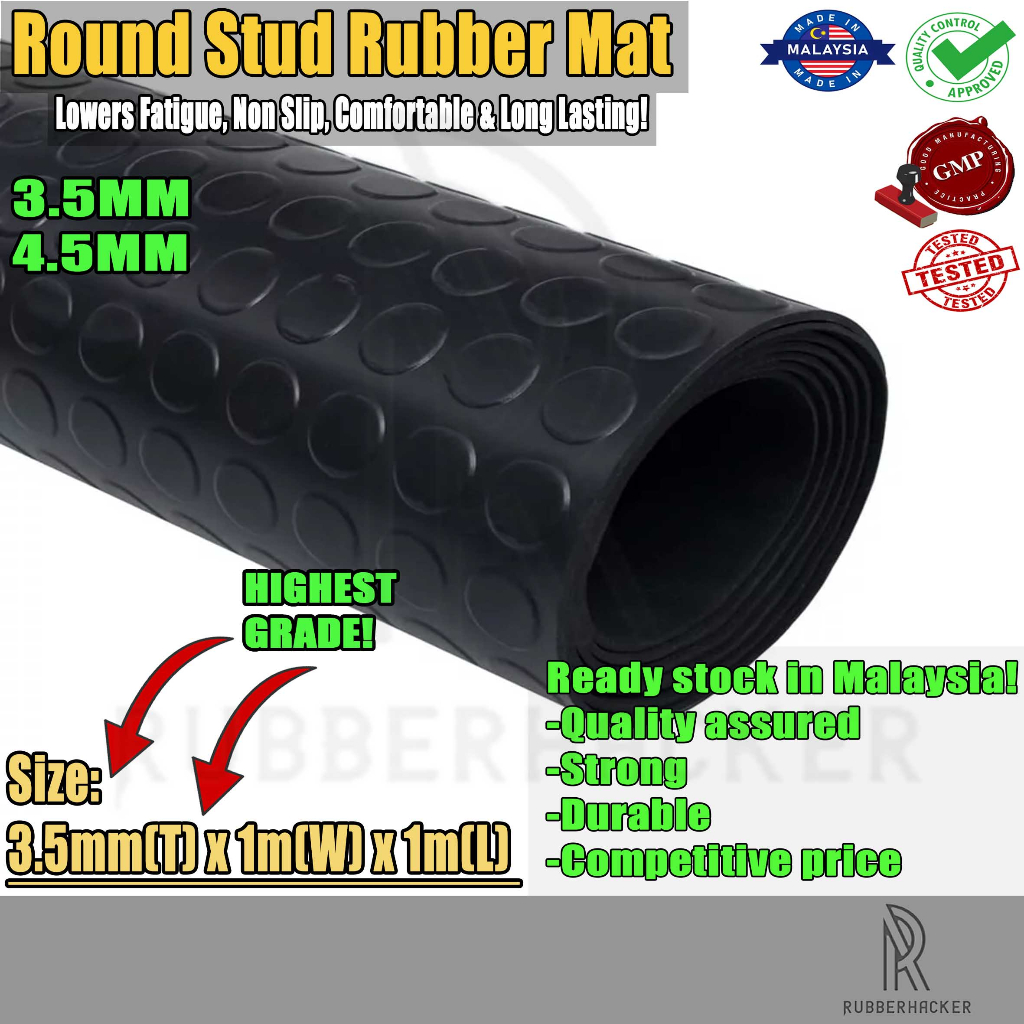 Round Stud Rubber mat 3.5mm x 1m x 1m Rubber Flooring, Airport Mat with ...