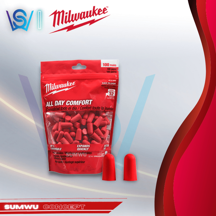 MILWAUKEE EARPLUGS (PAIRS / PACK) SAFETY HAZARD FACTORY JOBSITE NOISE ...