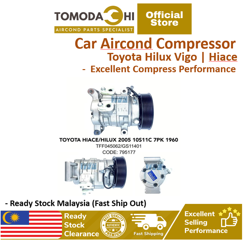 TOMODACHI Car Aircond Compressor Aircon Toyota Hilux Vigo Revo Hiace ...