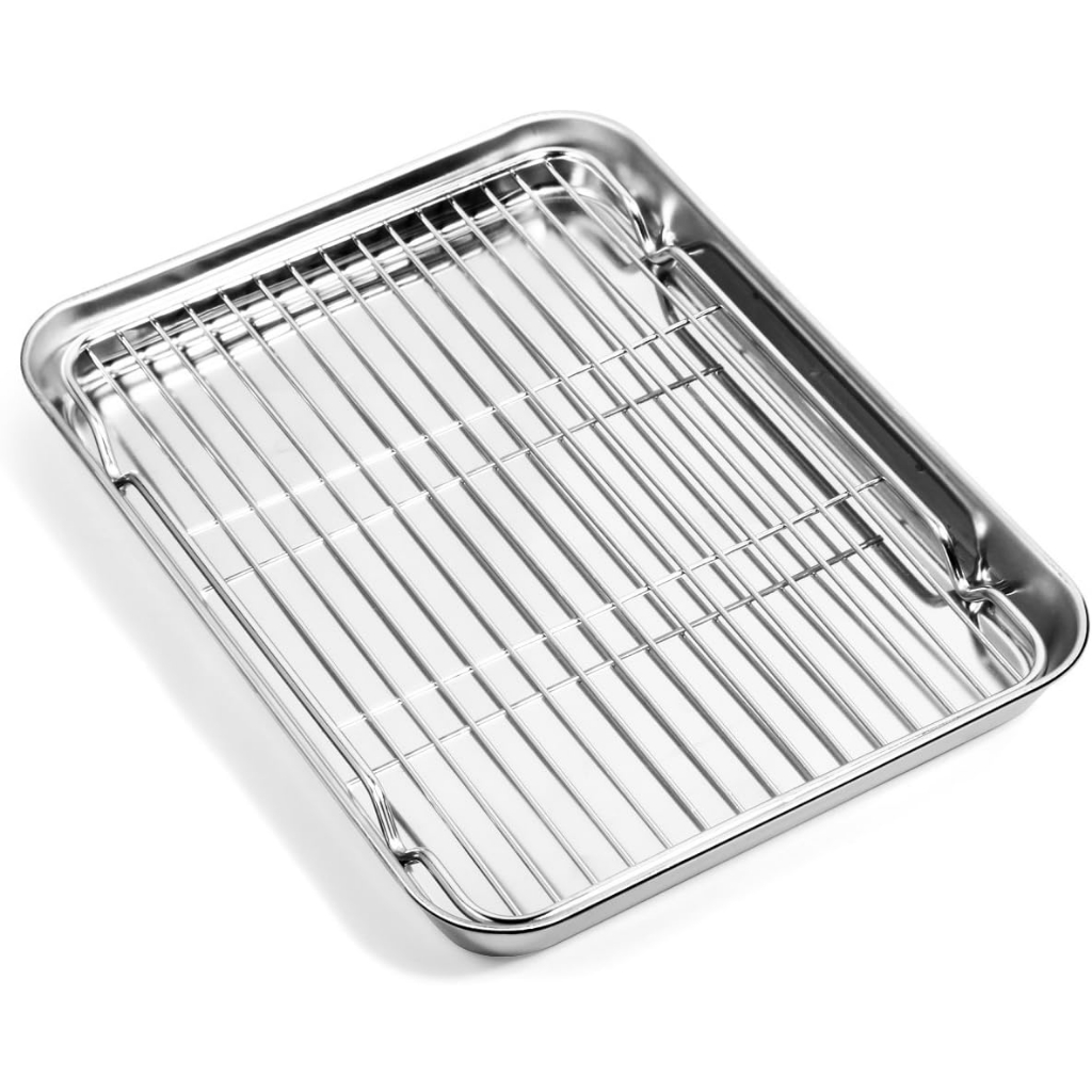 (SET) Stainless Steel Rectangular Tray with baking Rack / Serving Tray ...