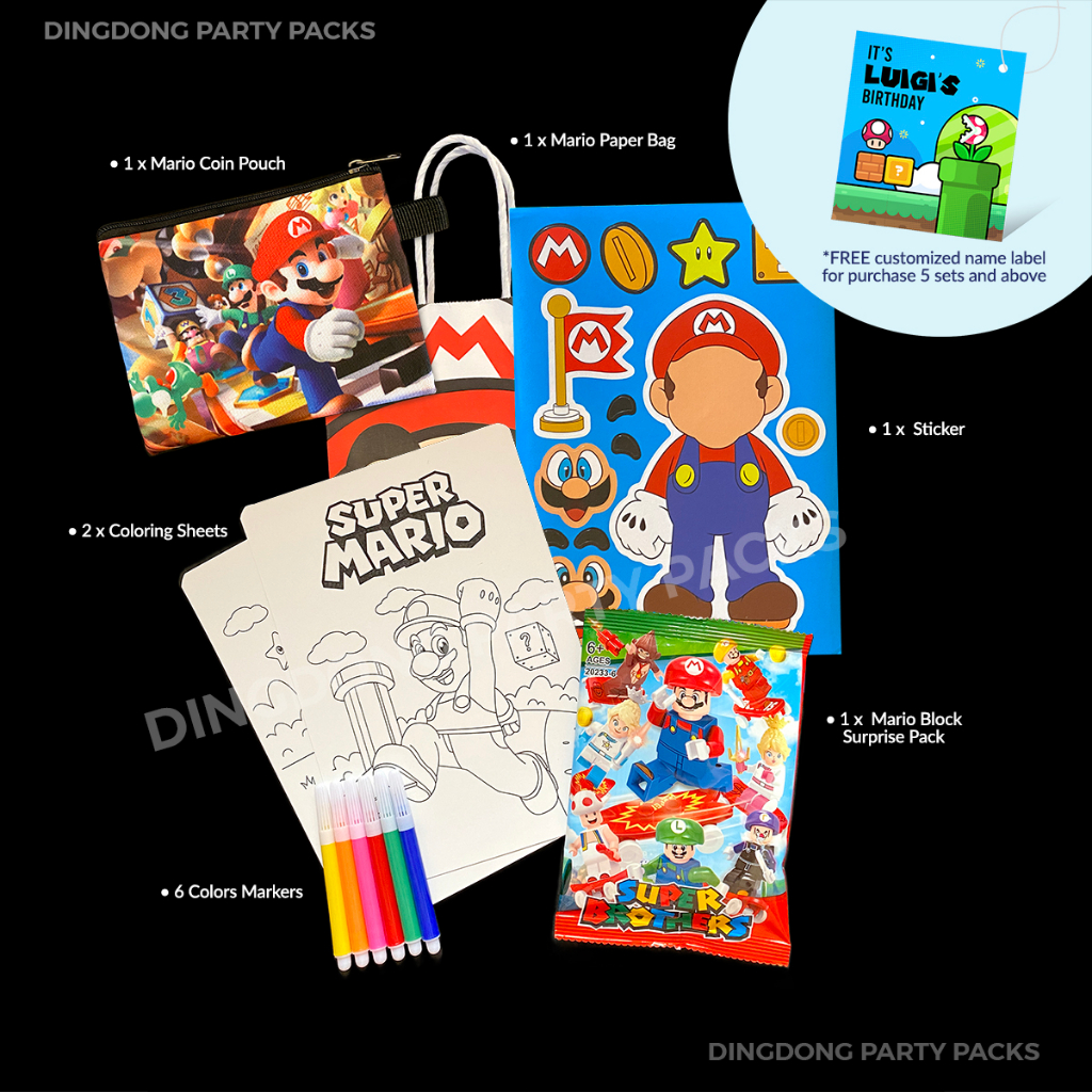 🎂Ready Stock🎂 Mario Theme Party Pack Birthday Party Pack / Goodie Bag ...