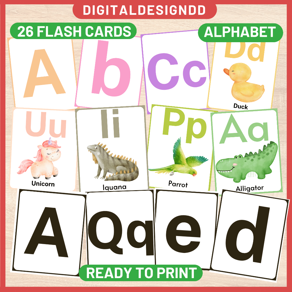 PDF ABC Alphabet Digital Flash Cards for baby toodler preschool Flash ...