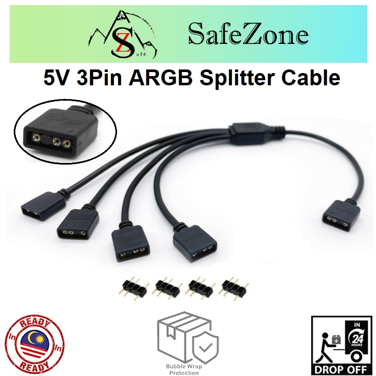 5V 3Pin/12V 4Pin RGB ARGB Splitter Extension Cable for Desktop PC ...