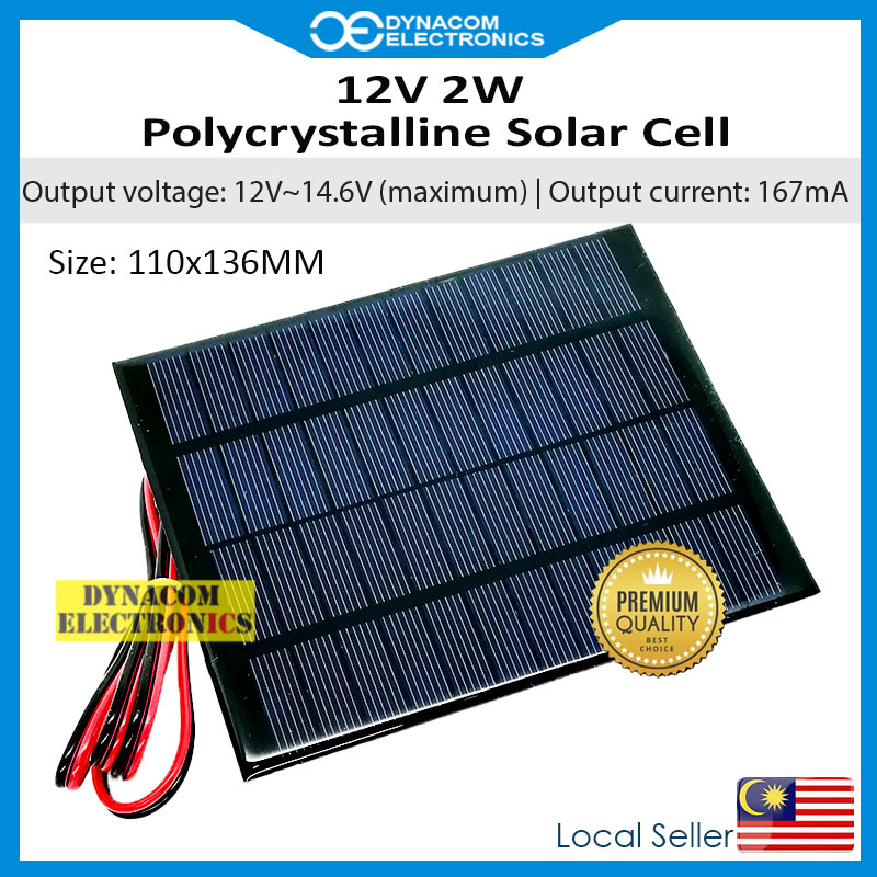 12V 2W 110x136MM Polycrystalline Solar Panel Solar Cell [Sel Suria ...
