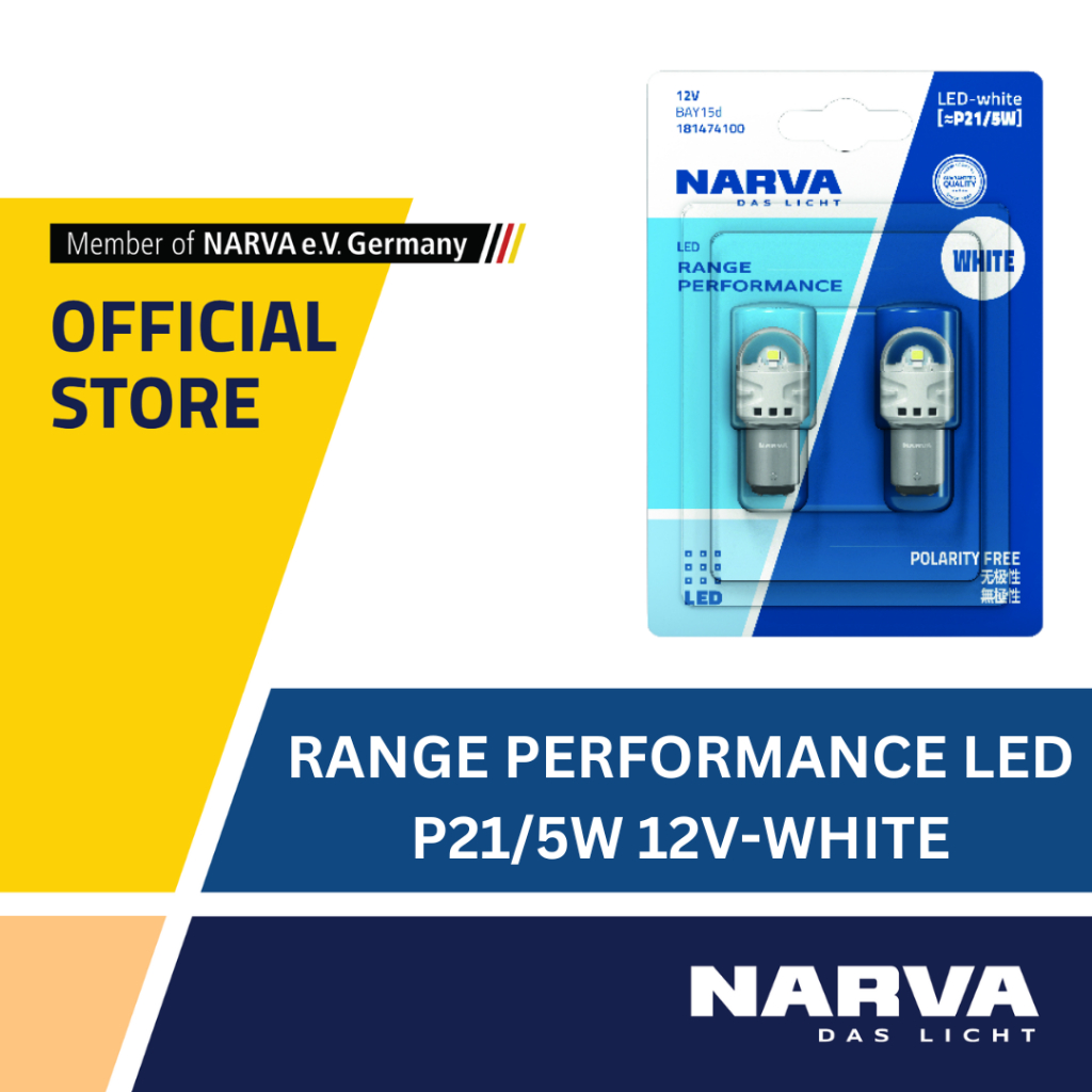 NARVA P21/5W 12V Range Performance LED Signaling Light Bulb (White, Red ...