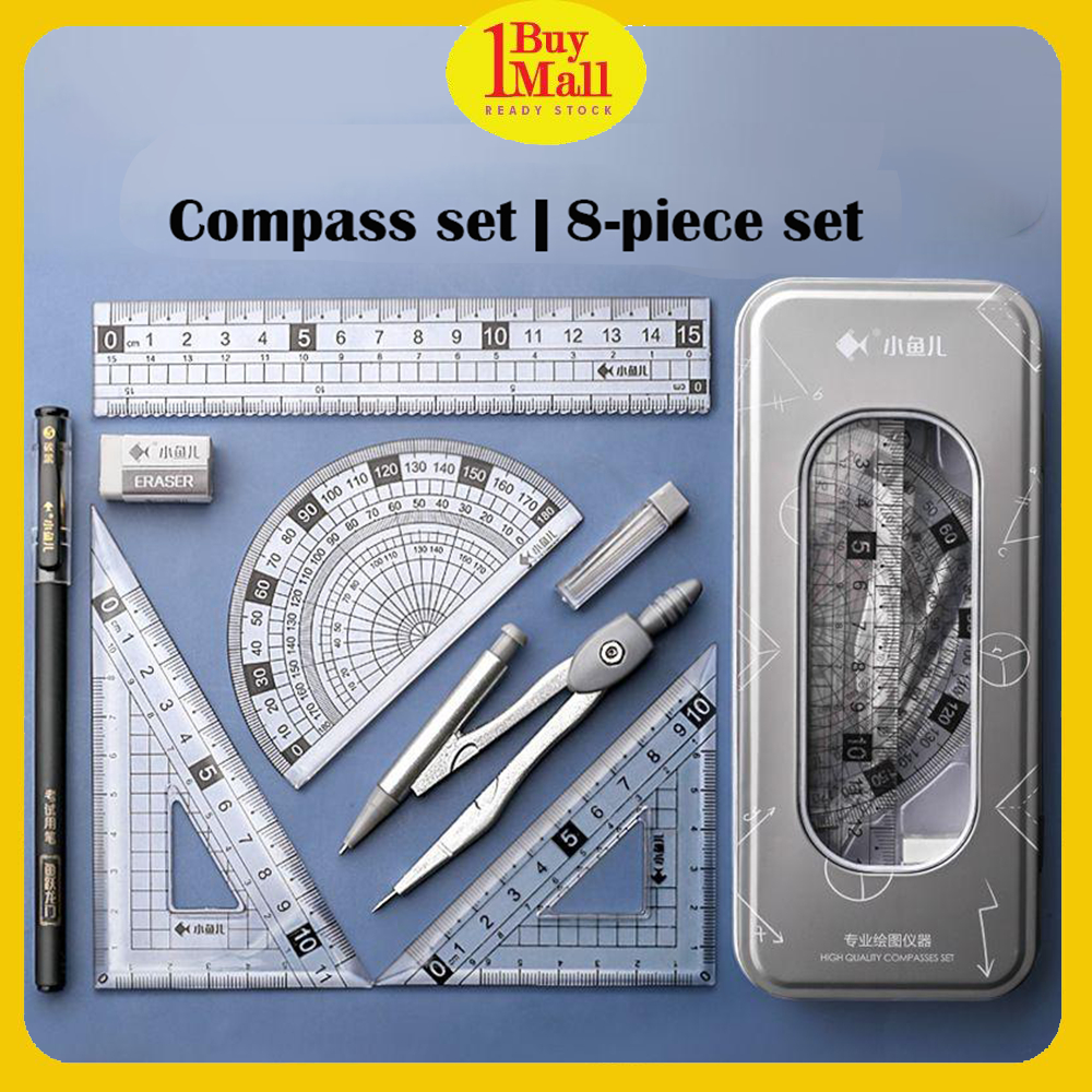 8pcs/set Stainless Steel Professional Drafting Drawing Compass Math ...