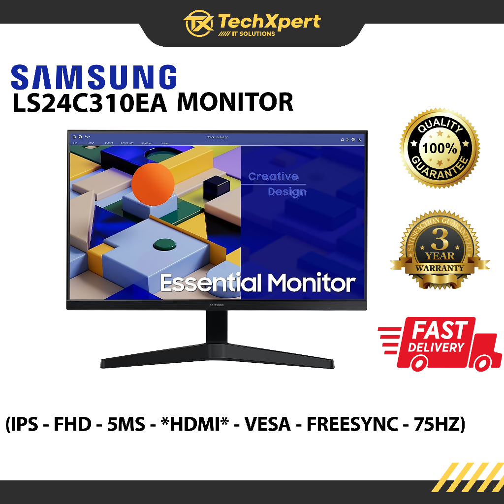 SAMSUNG MONITOR LED FLAT 24" LS24C310EA (IPS - FHD - 5MS - *HDMI ...