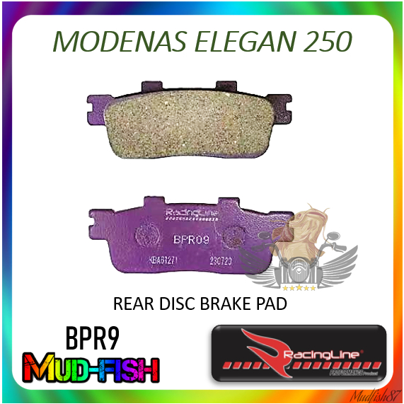 RACINGLINE MODENAS ELEGAN 250 REAR DISC BRAKE PAD RACING LINE (BPR09 ...