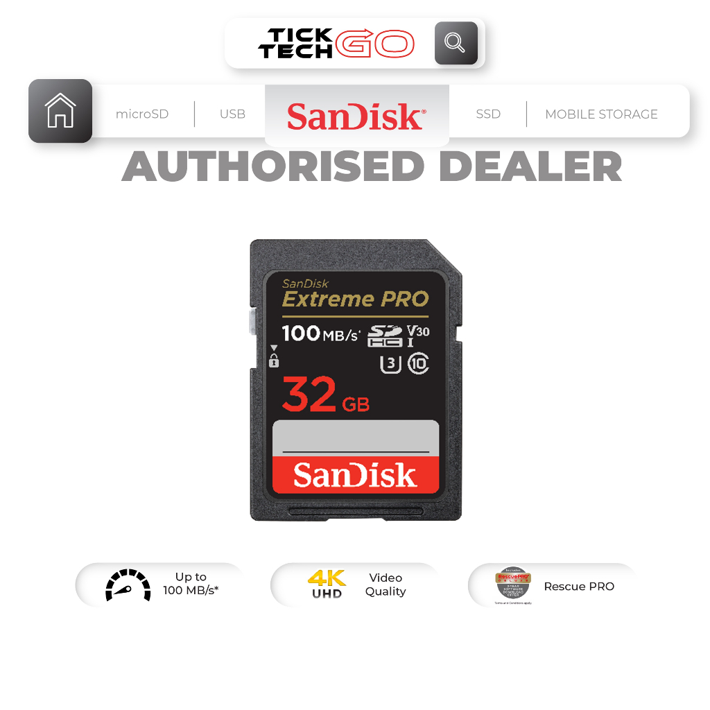 SanDisk Extreme PRO SDHC (32GB) UHS-I Card for DSLR Camera MAX. 100MB/s | Shopee Malaysia