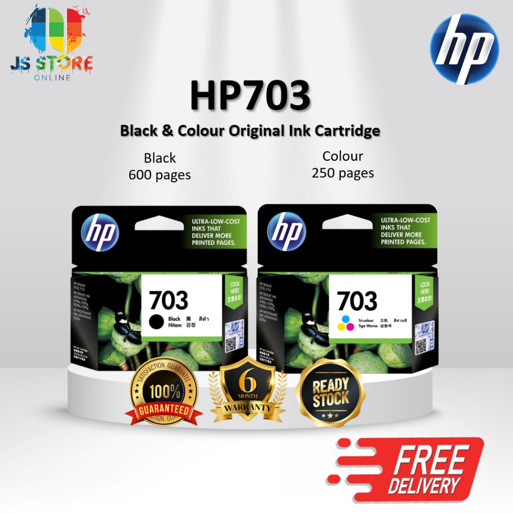 HP 703 High Yield Black / Tri-Color Original Ink Cartridge / K209a Printer | Shopee Malaysia