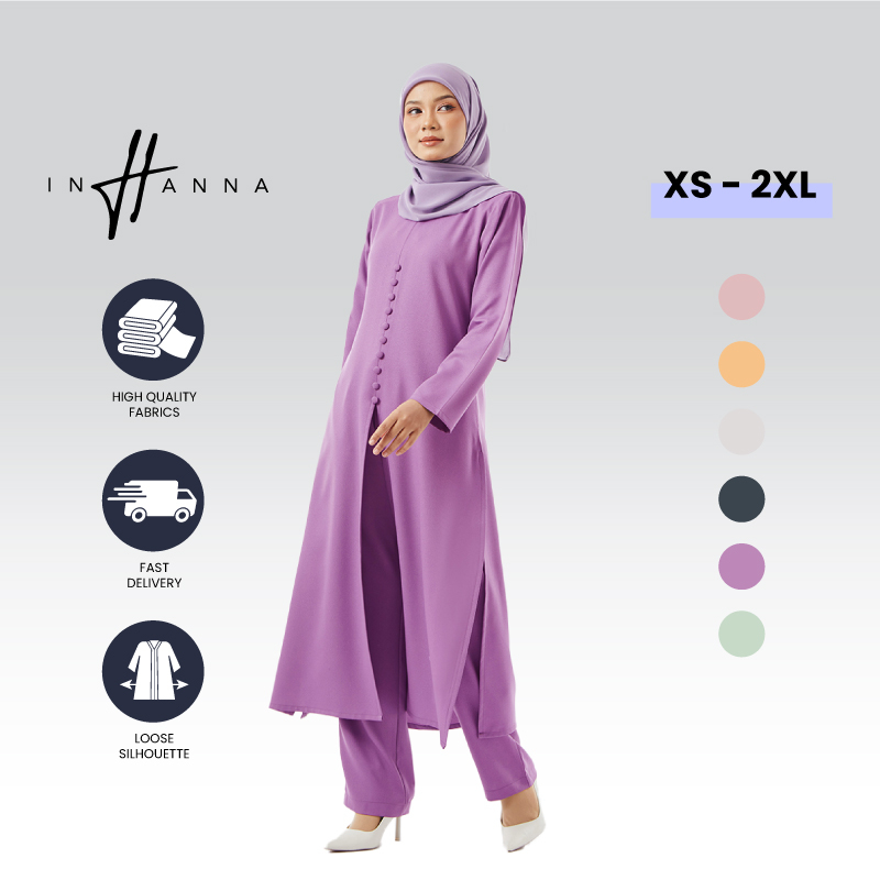 INHANNA BASIC Miaa Long Tunic Slit Set | Shopee Malaysia