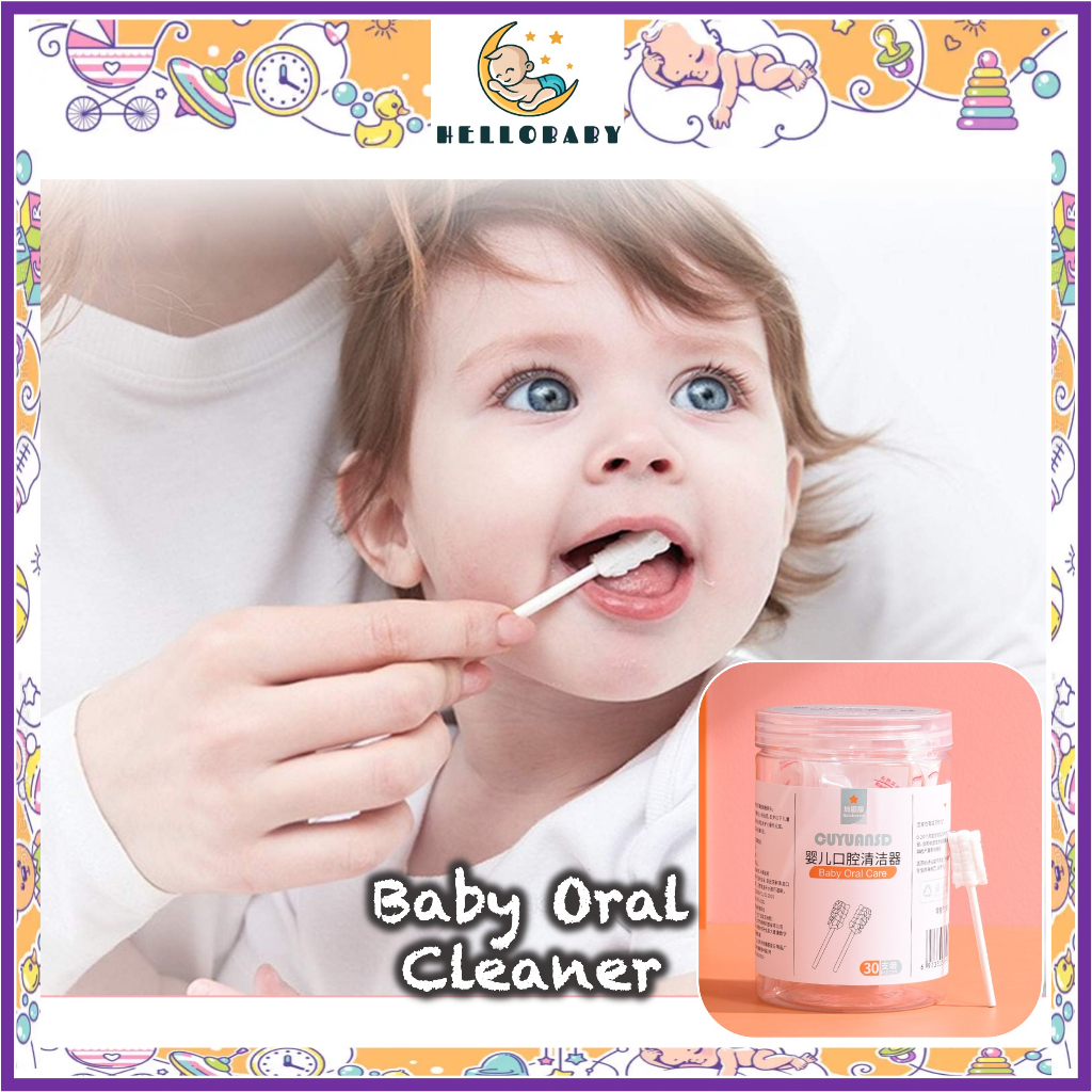 30 Sticks Baby Cotton Swab Mouth Tongue Cleaner Oral Cleaner Baby ...