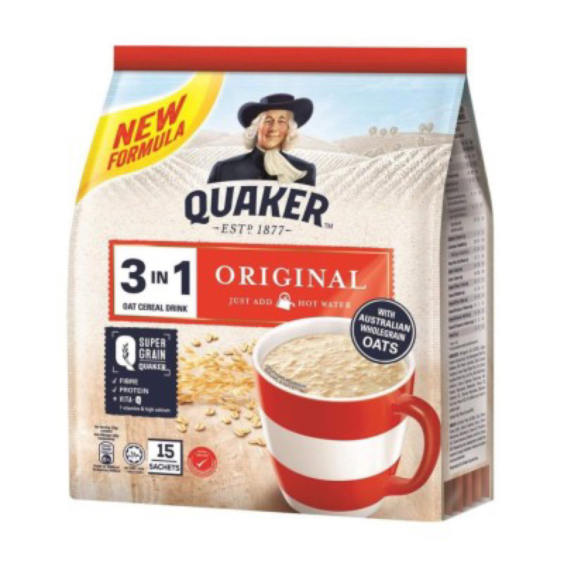 [3 in 1 Red ]Quaker 3 in 1 Oat Cereal Drink Original (15's x 28g ...