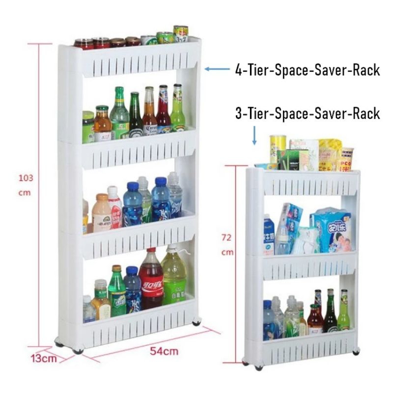 Ready Stock 🔥🇲🇾 Rack 3 / 4 Tiers Space Saver Slim Slide Storage Kitchen ...