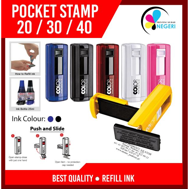 SAME DAY SHIP OUT (READY STOK) Colop Pocket Rubber Stamp 20 / 30 / 40 Self Inking Rubber Stamp ...
