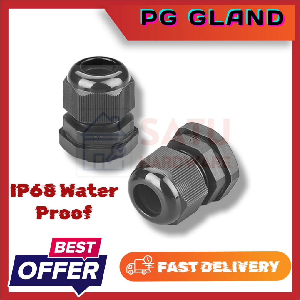 Cable Gland PG Gland Nylon IP68 Black PG16 PG19 PG21 PG25 PG29 PG36 PG42 PG48 | Shopee Malaysia