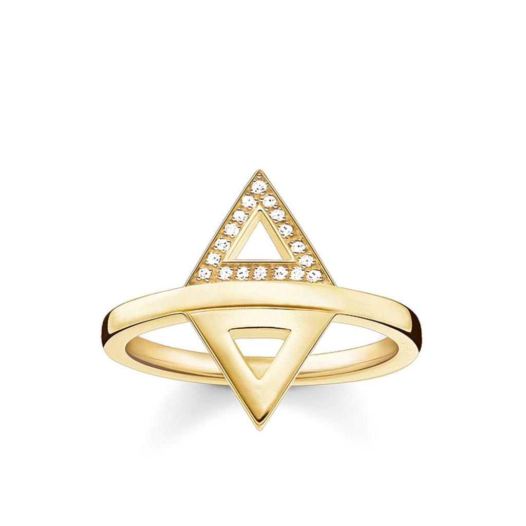 Thomas Sabo White Diamond Triangle Ring Gold | Shopee Malaysia