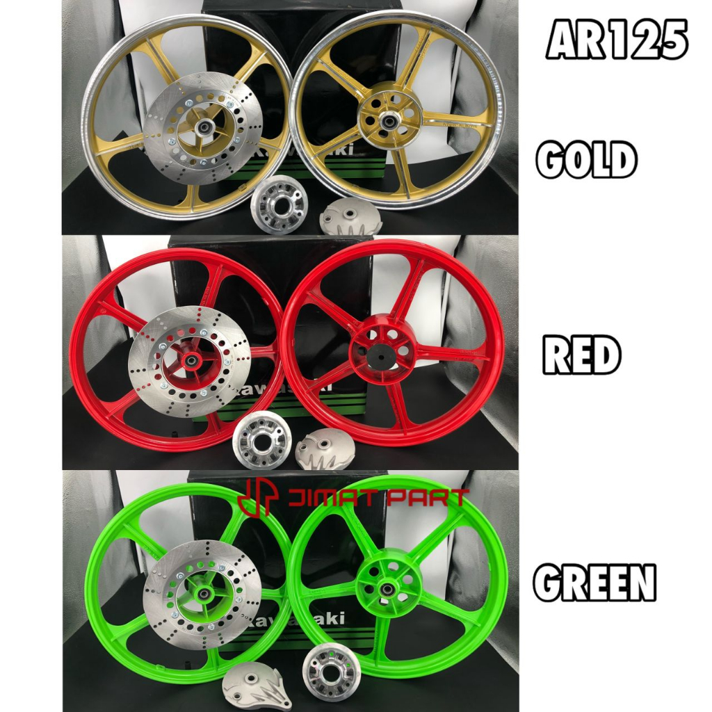 READY STOCK1.40/1.85-18 INCH AR125 SPORT RIM GOLD GREEN RED KAWASAKI 5 ...