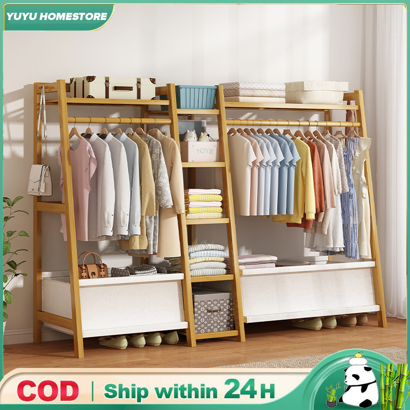 Clothes drying Rack With cloth bag Hanger Wardrobe Coat Rack Cabinet ...