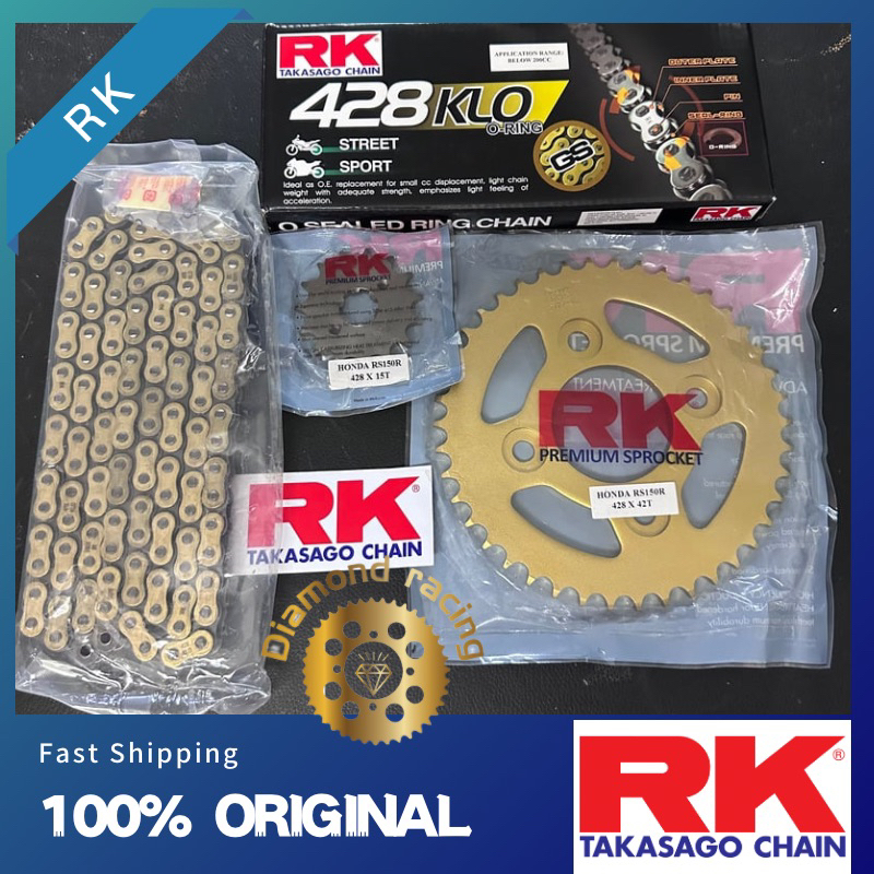 [𝐎𝐑𝐈𝐆𝐈𝐍𝐀𝐋]RS150 RXS150 428 RK GOLD /SILVER SPROCKET CHAIN FULL SET ...