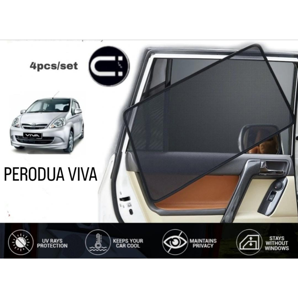 PERODUA VIVA CUSTOM FIT SUN SHADE WITH CLIP HOLDER FULL SET | Shopee ...