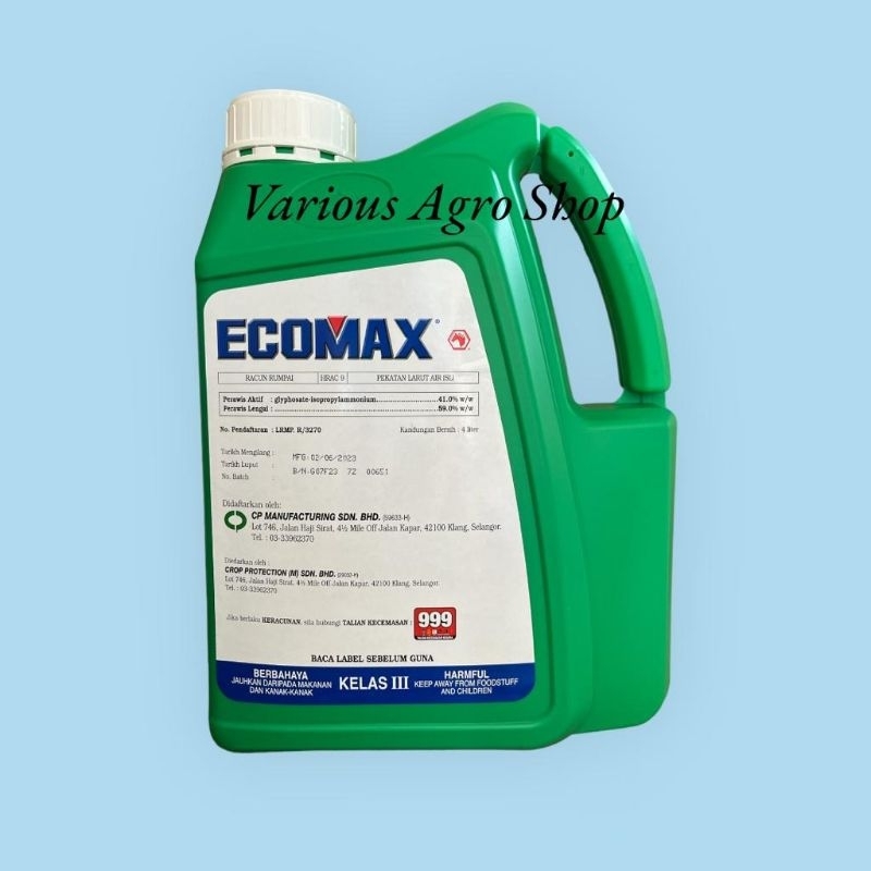 4L ECOMAX Glyphosate 41% Weed Killer Herbicide Racun Rumput | Shopee ...