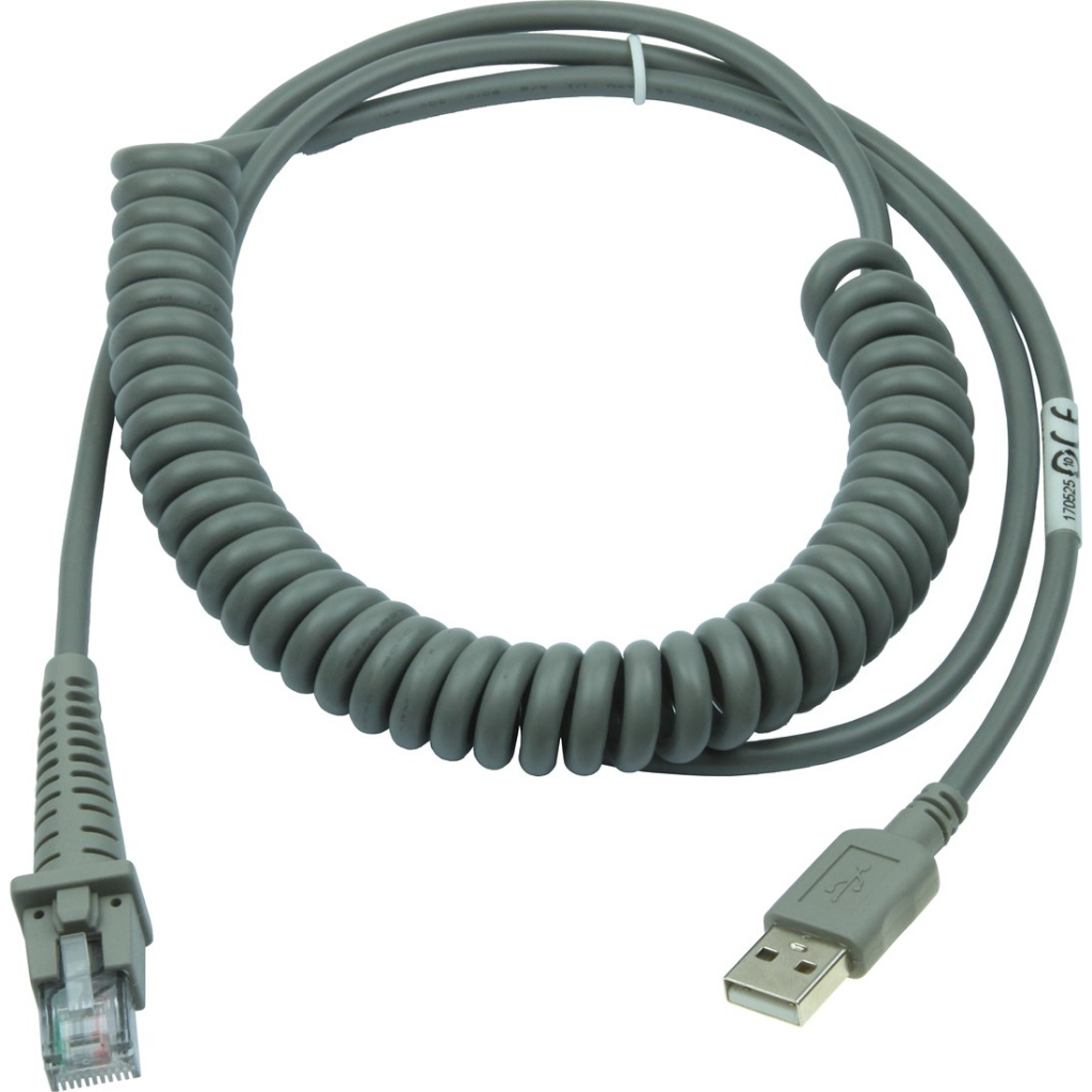 USB Coiled Cable 3 Meter for Zebra Barcode Scanner LS1203 LS2208 DS2208 ...