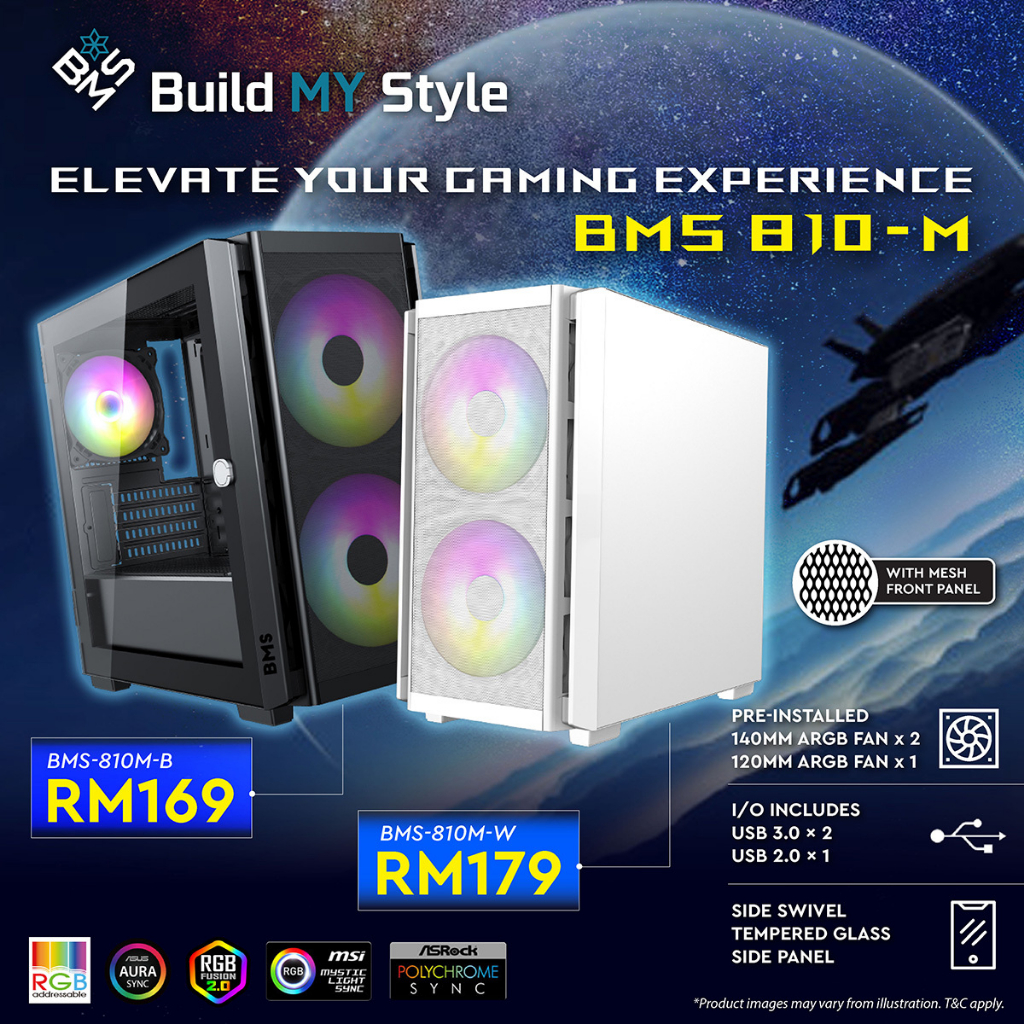 BMS Build MY Style [ BMS-810M-ARGB / BMS-818M-ARGB ] Series mATX Gaming ...