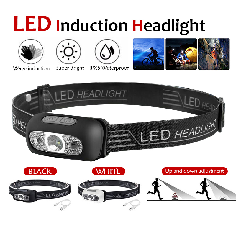 LED Headlamp USB Charging Waterproof Running Head-Mounted Light Outdoor ...