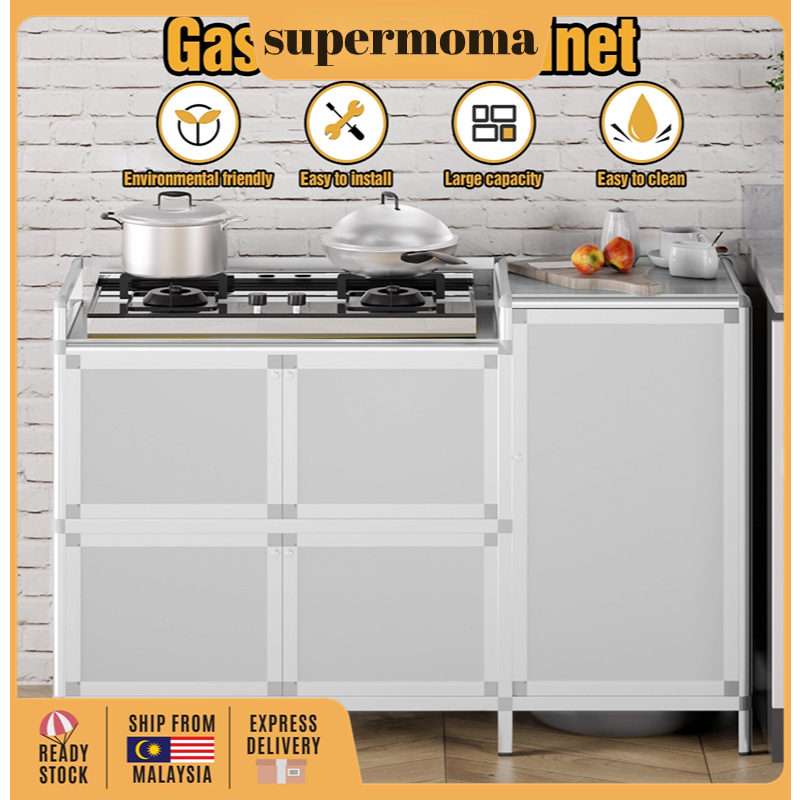 Aluminum Alloy Kitchen Cabinet Gas Stove Table Cabinet Cupboard ...
