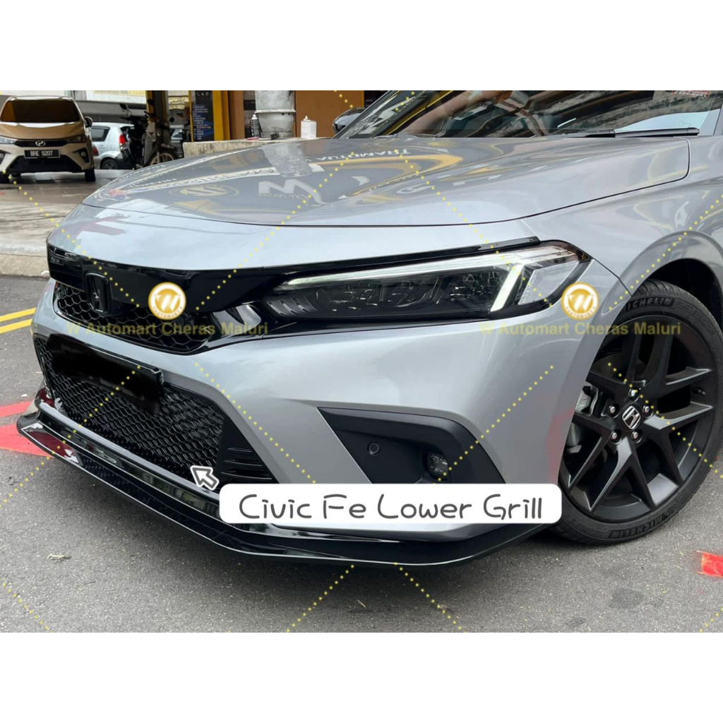 HONDA CIVIC FE 2022-2023 FRONT BUMPER TYPE R LOWER GRILL GLOSSY BLACK V2 | Shopee Malaysia