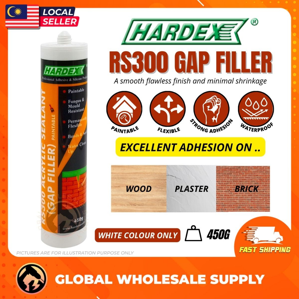 [READY STOCK] HARDEX RS300 Arcylic Sealant Gap Filler White Flexible Acrylic Gap Sealant ...
