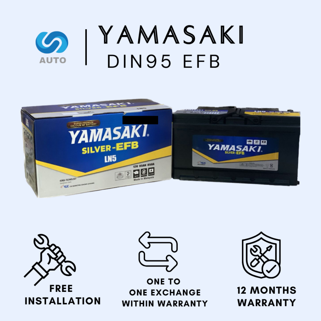 Yamasaki DIN95 EFB (LN5) Silver Car Battery [Made in Malaysia] | Shopee Malaysia