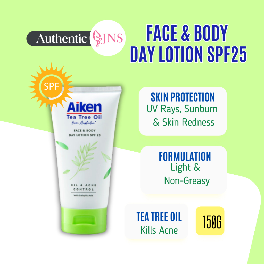 Aiken Tea Tree Oil Face Body Day Lotion SPF 25 150G for Pimple free ...