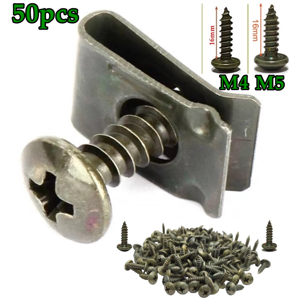 50pcs U-Clip U Nut Metal Fastener M4 Skru M5 Screw Clip Motorcycle ...