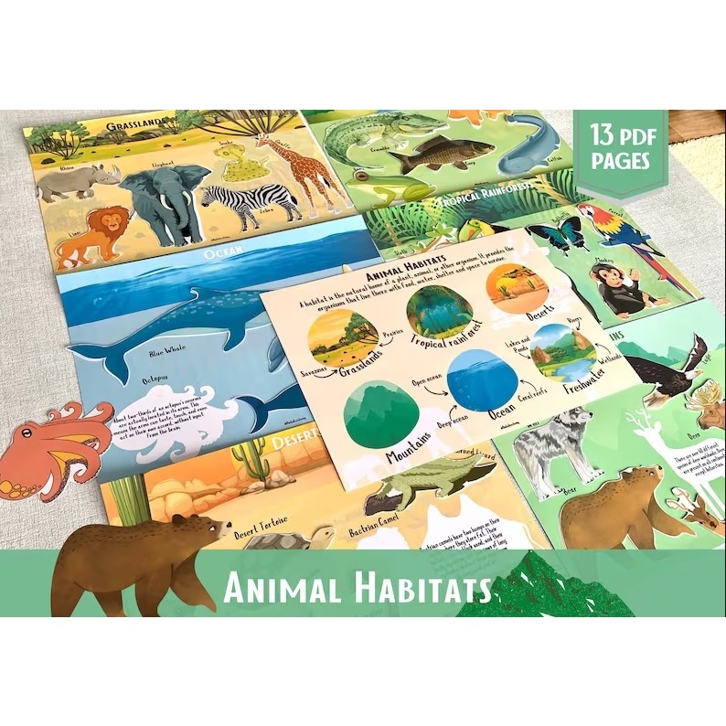 PDF] Animal Habitats Sorting Busy Quiet Book Home Learning Kids ...