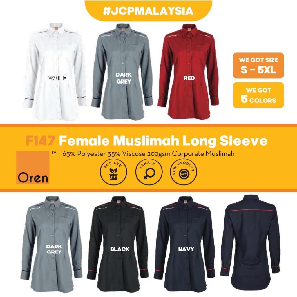 JCP x OREN SPORT Female Muslimah Long Sleeve F147 Baju Korporat ...
